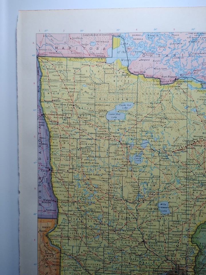 Vintage MINNESOTA Atlas Map 1965 MSM Rand McNally Cosmopolitan World ...