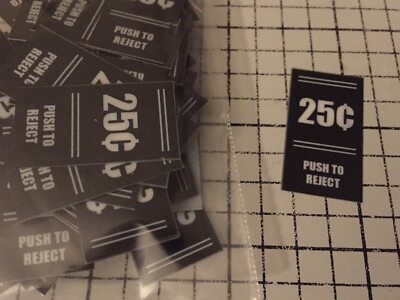 Push To Reject Arcade Coin Door Button Insert - .25¢ Cents - 20 Pack ...