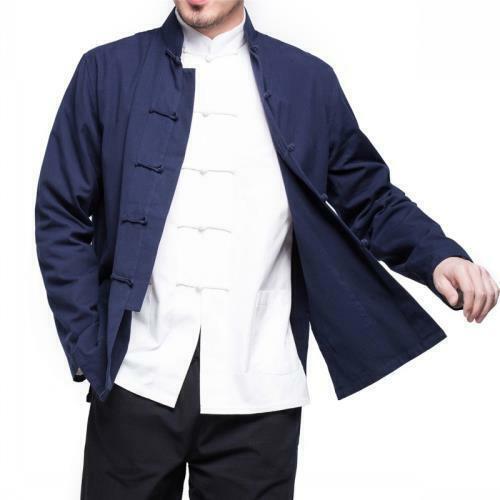 Men Kung Fu Coat Chinese Traditional Tai Chi Uniform Tang Suit Jacket ...