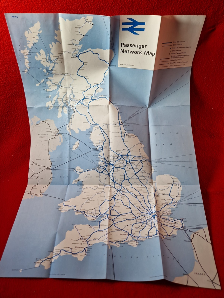 BRITISH RAIL - Passenger Network Railway Map : Jan 1970 | eBay UK