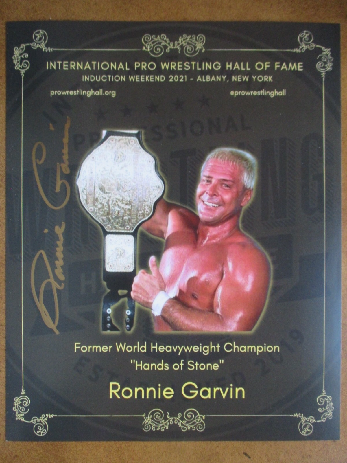 Signed Pic Former World Hwy Champ "Hands of Stone" Ronnie Garvin IPWHF ...