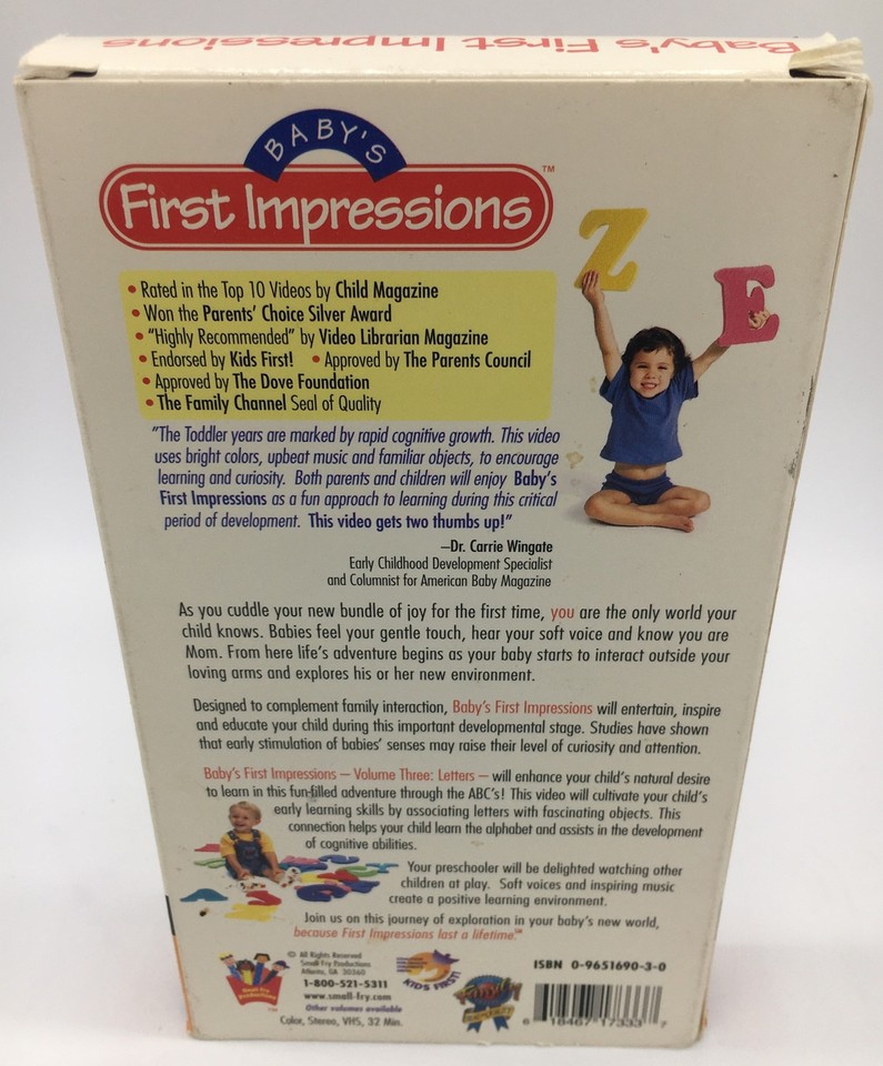 BABY'S FIRST IMPRESSIONS: LETTERS VOLUME 3 VHS VIDEO, ABC'S, LEARN THE ...