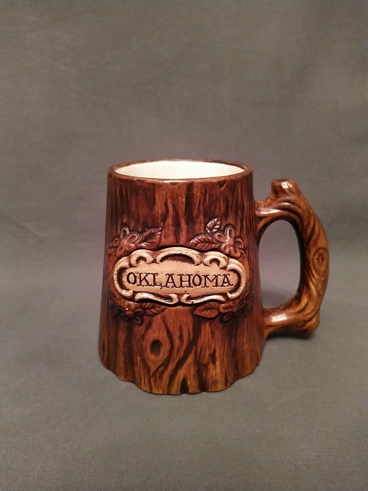 Vintage Rare Treasure Craft Oklahoma Tree Trunk Mug Cup Glass Wood | eBay