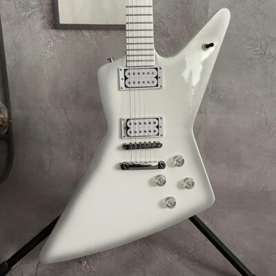 White Explorer Electric Guitar Solid White Fretboard Mahogany Body HH Pickups | eBay