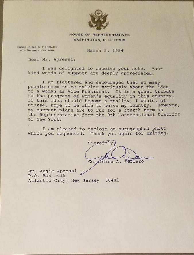 GERALDINE A. FERRARO (1935-2011) SIGNED LETTER AND AUTOGRAPHED ...