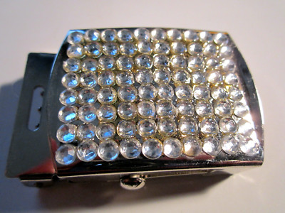 NEW WHITE COLOR CRYSTAL BELT BUCKLE 2" X 1 1/2" FITS UP TO 1 1/2" BELT ...