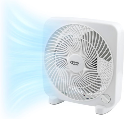 Comfort Zone Box Fan, 9 inch, Portable, Electric Quiet, 3 Speed, Small ...