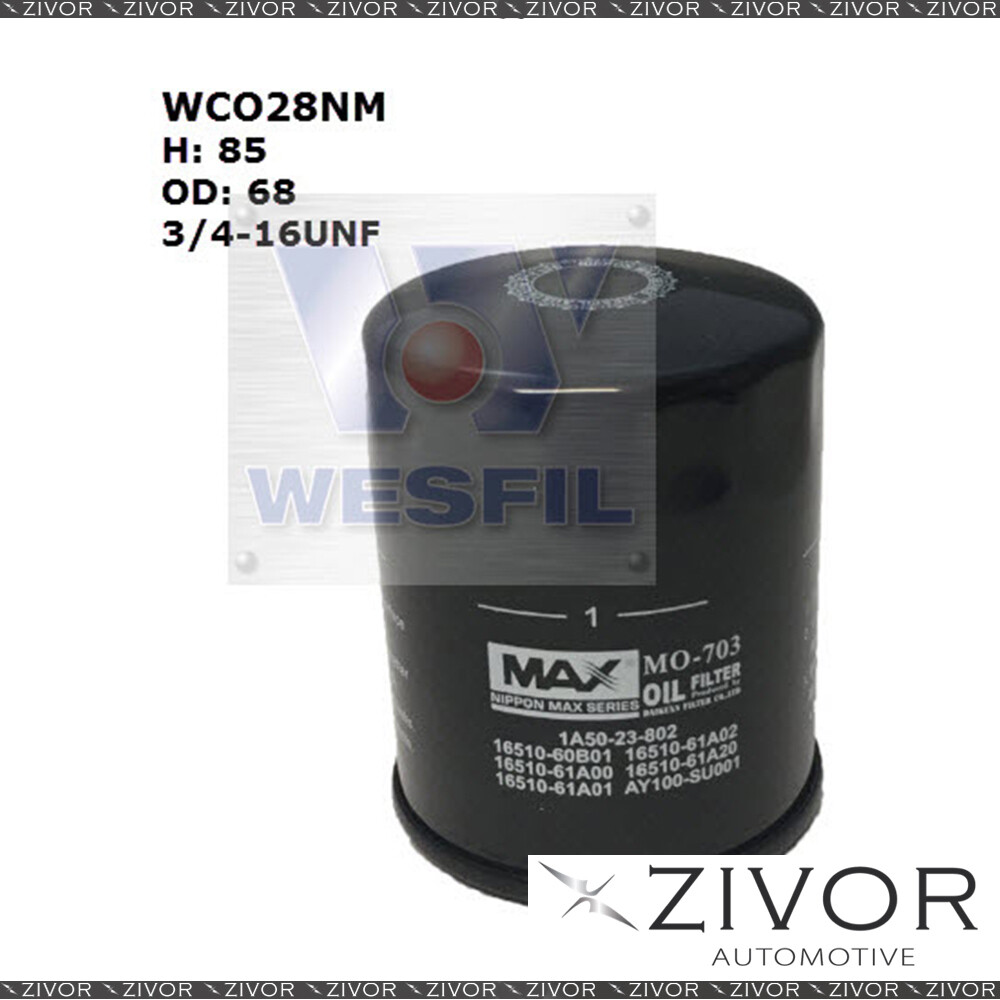NIPPON MAX Oil Filter For Suzuki Swift 1.6L 01/12-on - WCO28NM *By ...