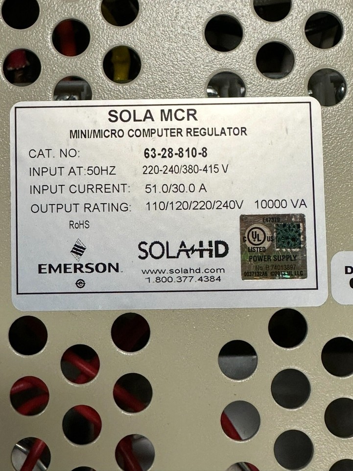 Sola MCR 63-28-315-8 10000 VA 208/480 Volt Constant Voltage Transformer ...