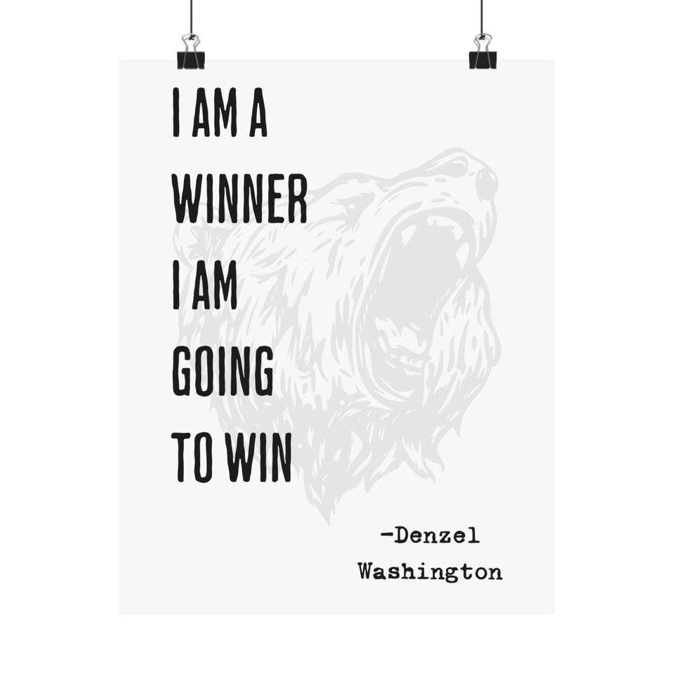 Inspirational Denzel Washington Quote Wall Art, I Am A Winner, Office ...