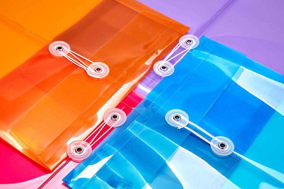 12 Pack A4 Plastic Envelopes Document Folders with Button and String ...