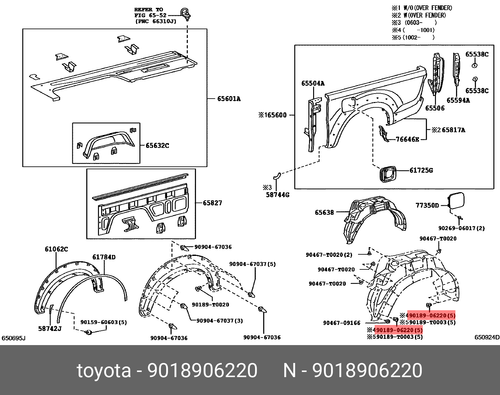 Genuine OE grommet screw, 9018906220 for TOYOTA 90189-06220 | eBay