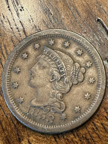 1853 Braided Hair Large Cent. VF+ | eBay