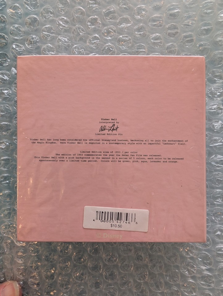 DL Tinker Bell LE 1953 Allison Lefcort Sealed Portrait Boxed Pin - Pink ...