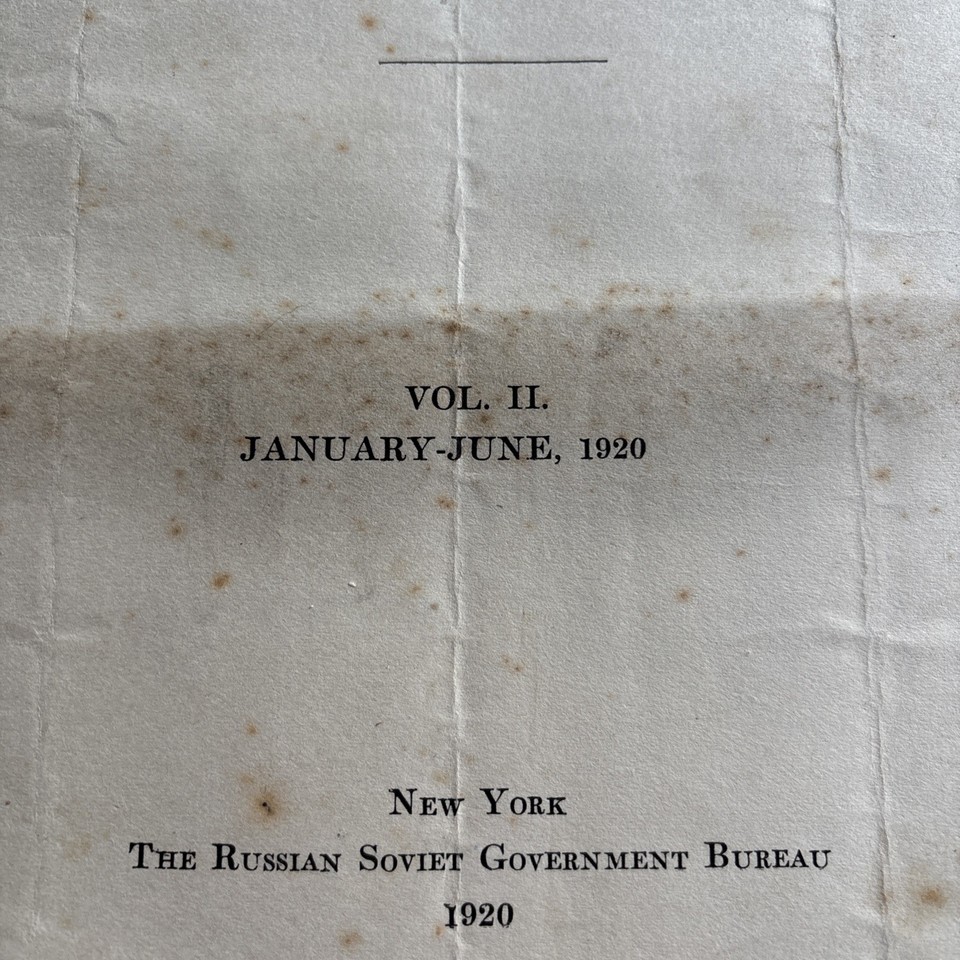 Soviet Russia Russian Soviet Govt Bureau Vol II Jan-June 1920 | eBay