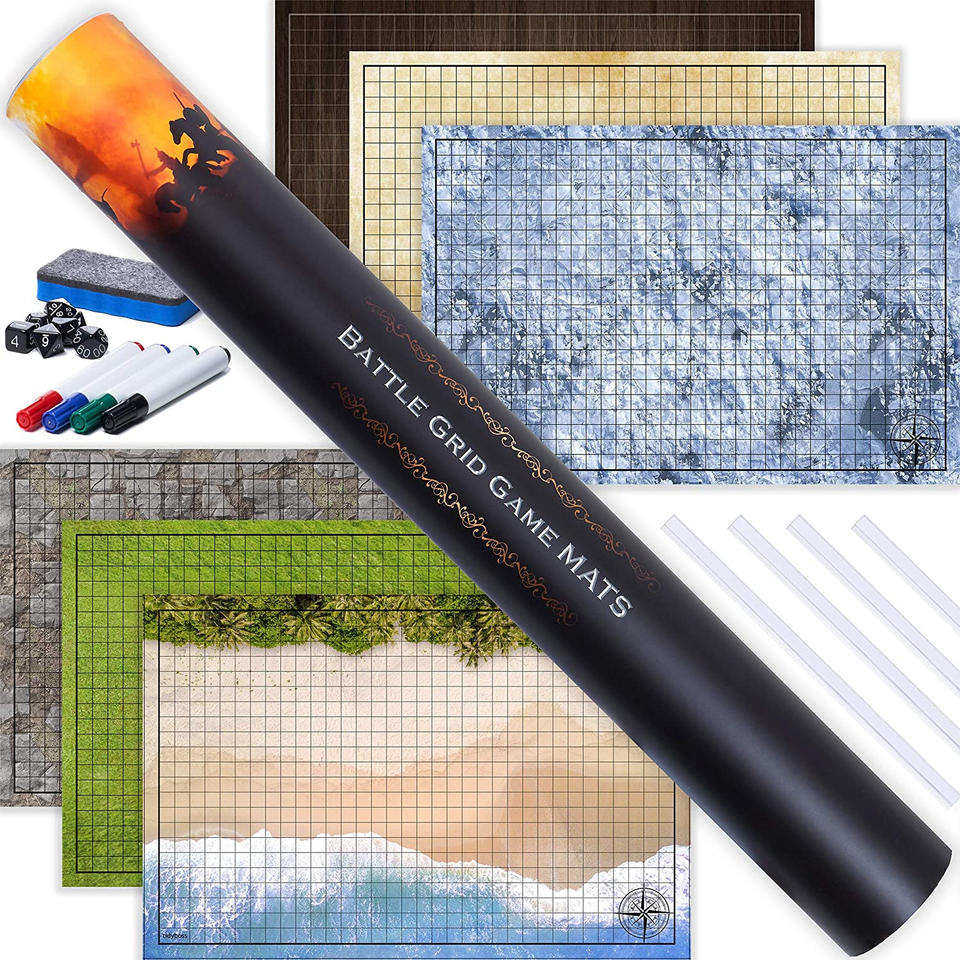 DND Starter Set 3 X Double Sides 24X 36 Game Grid Mat 6 Terrains ...