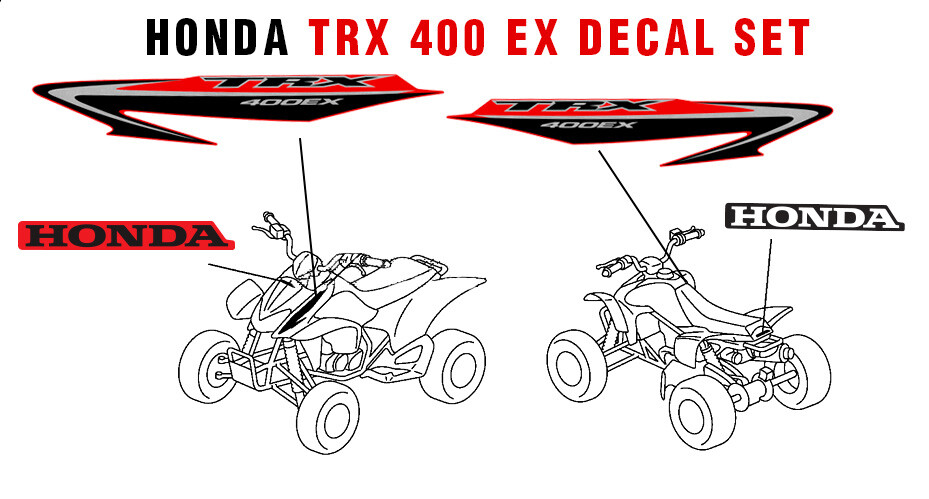 Honda TRX 400ex Decal Graphic Sticker OEM kit Plastic Set 400 ATV Quad ...