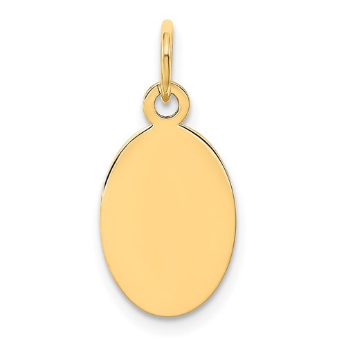 14k Yellow Gold Plain Engravable Oval Disc Charm Pendant 0.44gm L-20mm ...