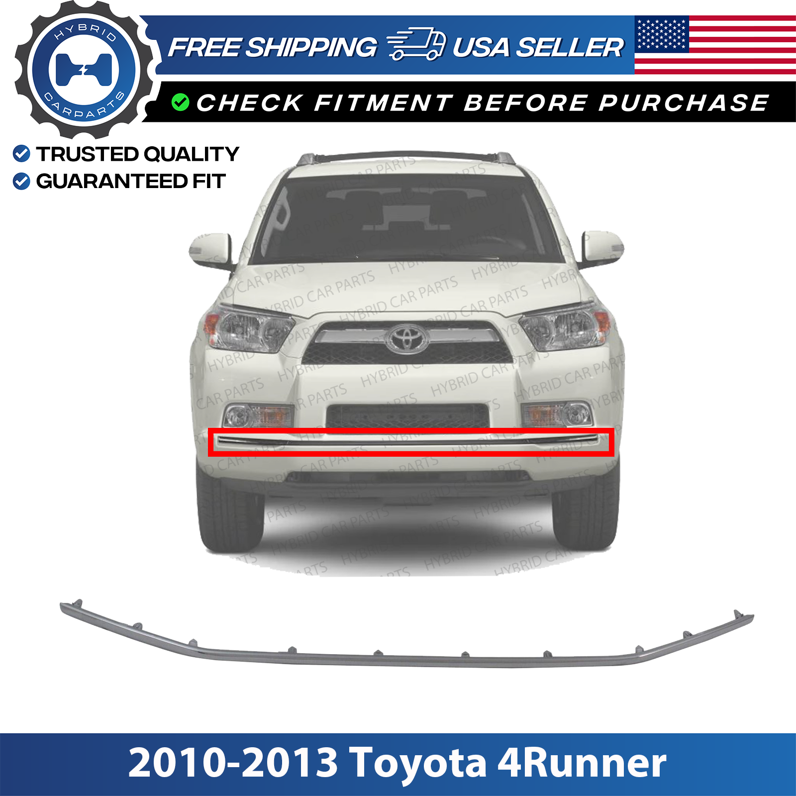 Front Bumper Trim w/ Chrome Trim / Appearance Pkg For 2010-2013 Toyota ...