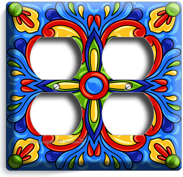 MEXICAN TALAVERA TILE STYLE LIGHT SWITCH OUTLET WALL PLATE KITCHEN FOLK ...