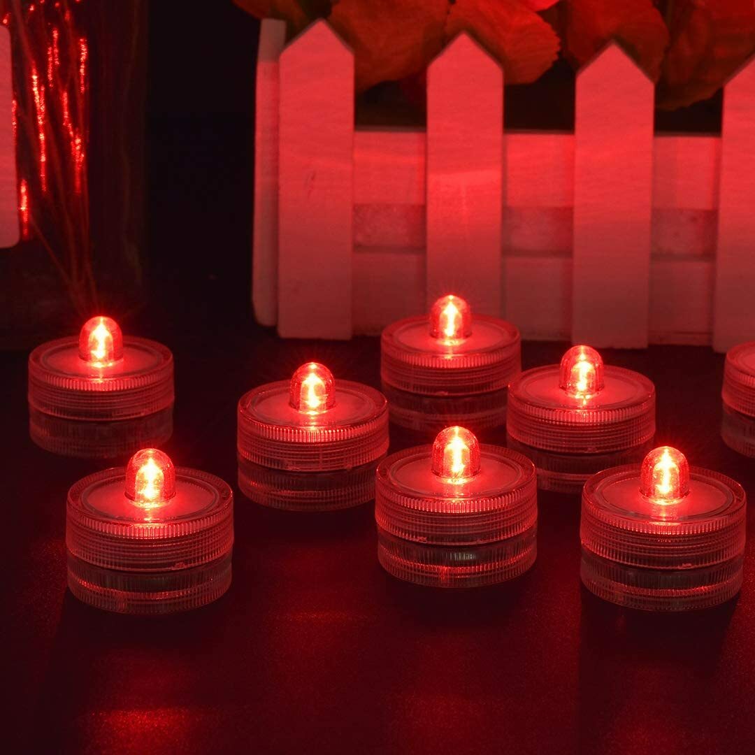 10 RED LED Tea Light candle Submersible waterproor Floralyte Party vase ...
