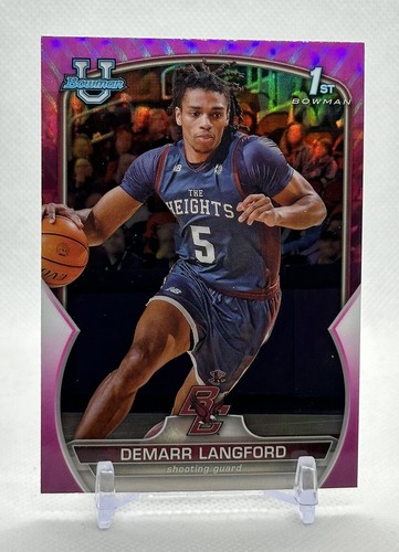 DeMarr Langford 2022-23 Bowman University Chrome #53 1st Pink Refractor ...