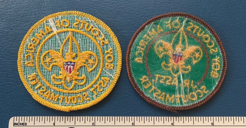 2 VTG JR. & ASSISTANT SCOUTMASTER Boy Scout Leader Position PATCHES BSA ...