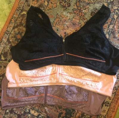 3 SEAMLESS JACQUARD LACE FRONT ZIPPER WIRELESS TANK BRAS SIZE 3XL | eBay