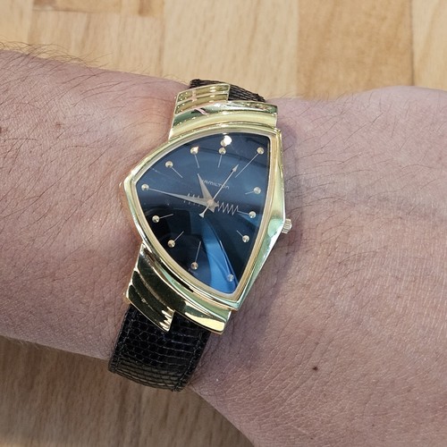 Vintage Hamilton Ventura Mens Watch Registered Edition Quartz 18k Gold ...
