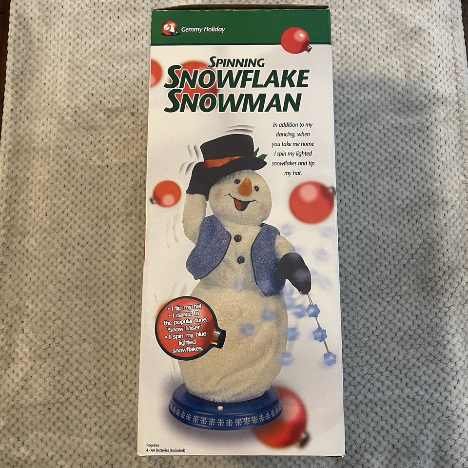 VTG Gemmy Holiday Snow Miser Snowflake Spinning Singing Snowman: Semi ...