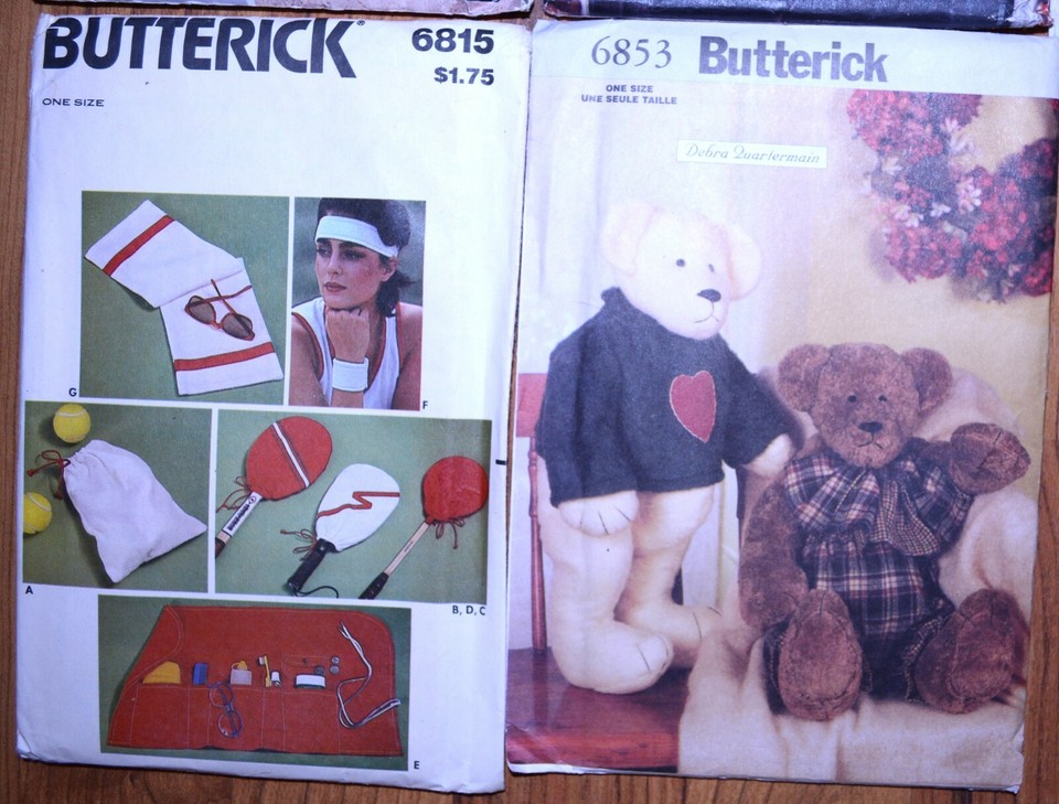 Butterick Craft Sewing Patterns Stuffed Animal Plush Dolls Bears Home ...