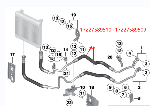 BMW 550i 550i GT 650i Engine Oil Cooler Line | 17227589510 17227589509 ...