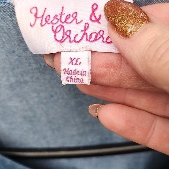 Hester & Orchard Vneck Pom Pom Bell Sleeve Blue Jean Sz. XL Tunic | eBay