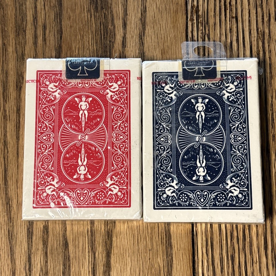 Bicycle Poker 808 Sealed 2 VTG Packs Rider Back Playing Cards Blue Red ...
