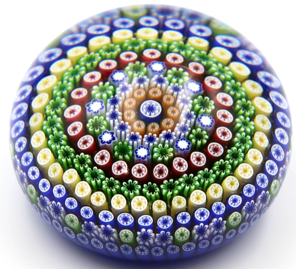 Beautiful BACCARAT Concentric NINE Ring Millefiori Art Glass Crystal ...