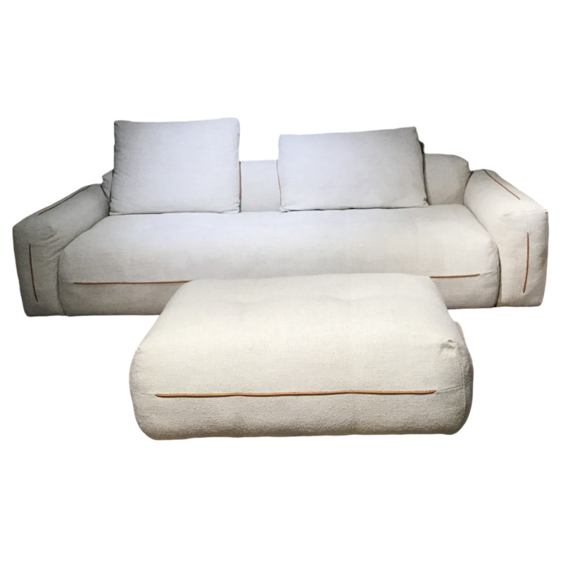 Rolf Benz Sofa 452 Moyo Stoff 24.159 Kieselgrau Keder Leder Ockerbraun ...