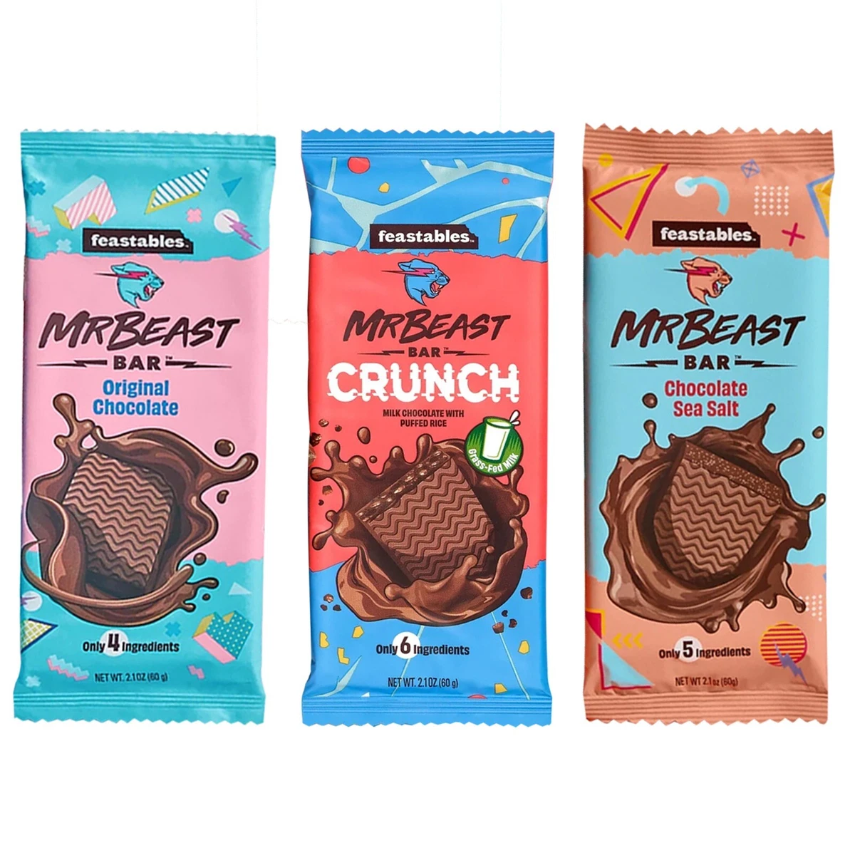 MrBeast Feastables Chocolate Sea Salt Bar Oz 10-Pack, 53% OFF