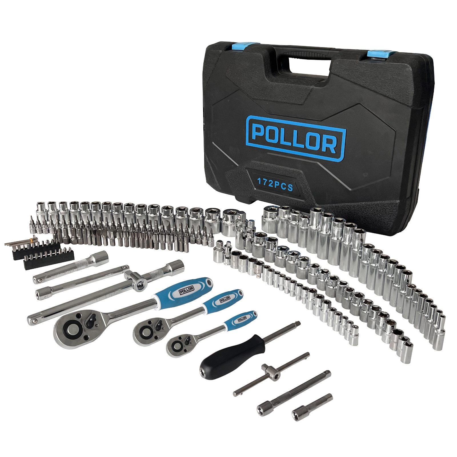 Professional 172 Pcs Ratchet Socket Set 1/4" 3/8" 1/2" Tool Kit ...