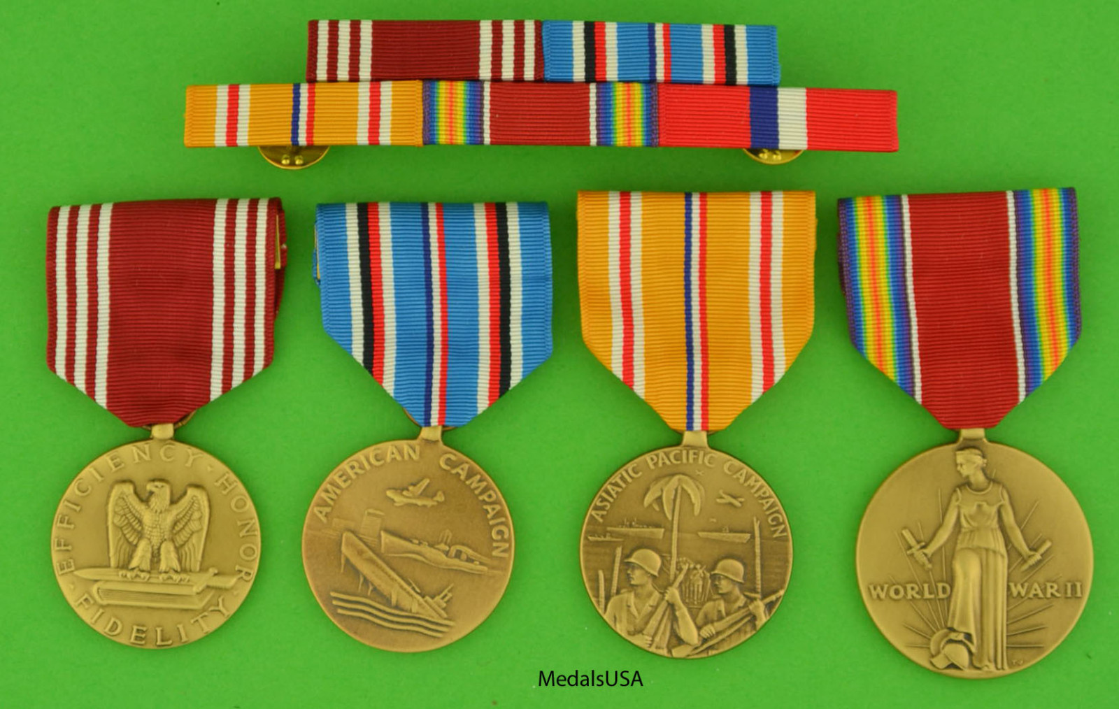 4 WWII Army Medals & Ribbon Bar Service in the Pacific - Philippines ...