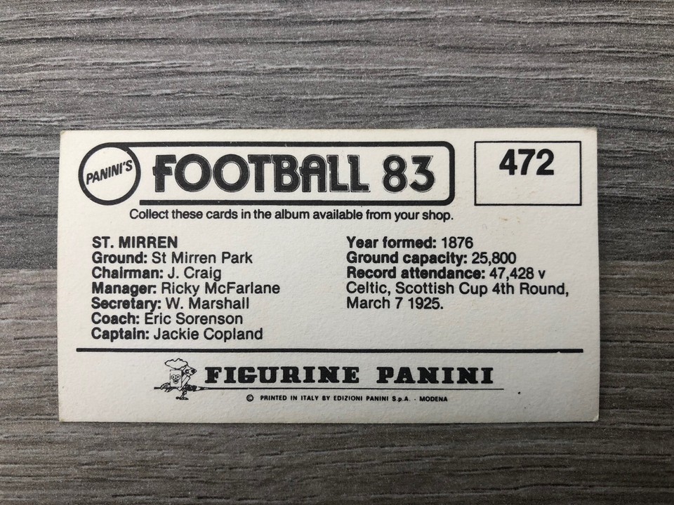 Panini Football 83 Sticker St Mirren Badge No. 472 | eBay