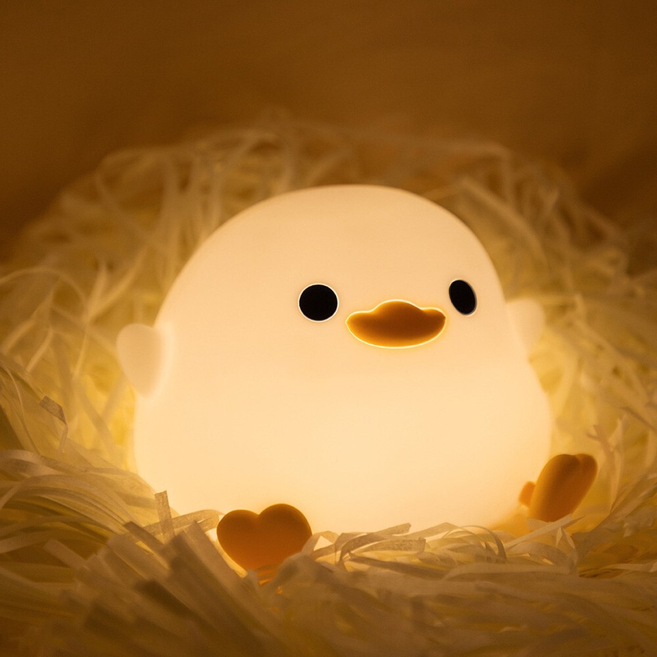 Cute LED Night Light Silicone Squeeze Bedside Table Lamp with Timer ...