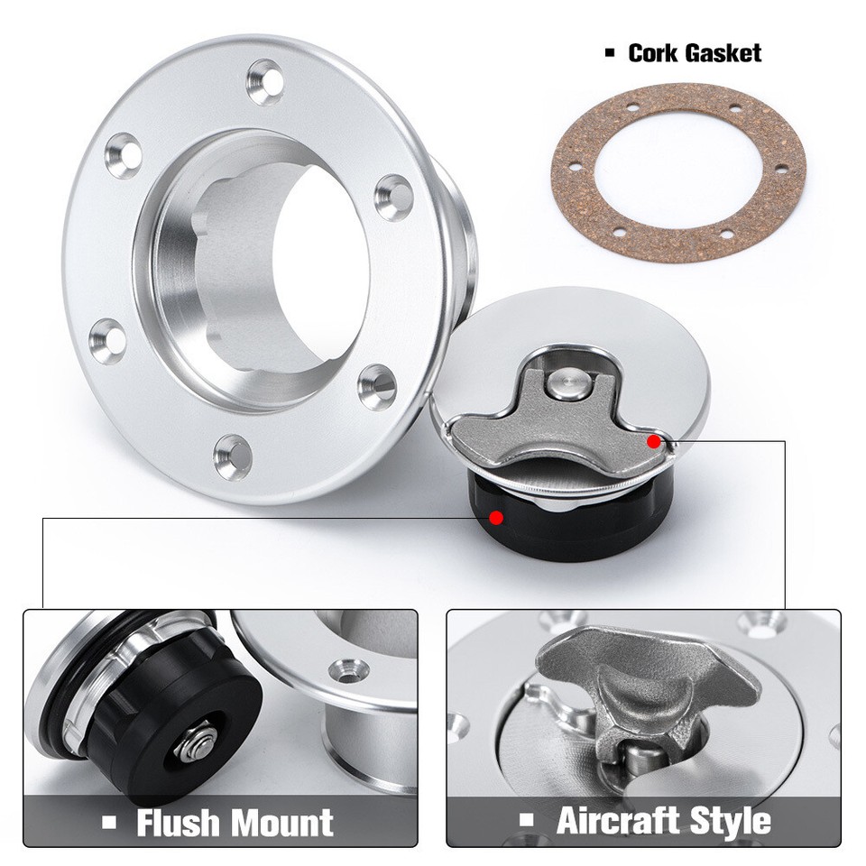 Billet Aluminum Aircraft Style Hotrod Ratrod Gas Fuel Filler Cap Flush ...
