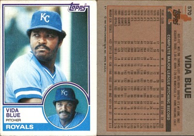 Vida Blue 1983 Topps #570 Card Kansas City Royals FREE SHIP ...