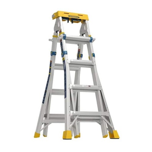 18ft Reach Aluminum 6-in-1 Multi-Max Pro Multi-Position Ladder, 375lbs ...