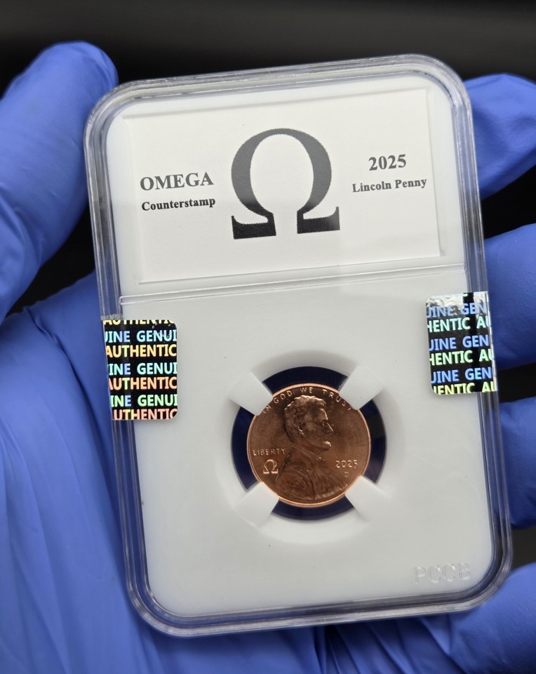 2025 Lincoln Shield D Penny Cent OMEGA Ω Counterstamp with Slab Holder ...