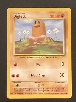 Diglett Pokemon Card 47/102 Base Set Vintage 1999 LP | eBay