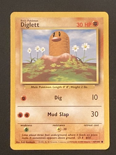 Diglett Pokemon Card 47/102 Base Set Vintage 1999 LP | eBay