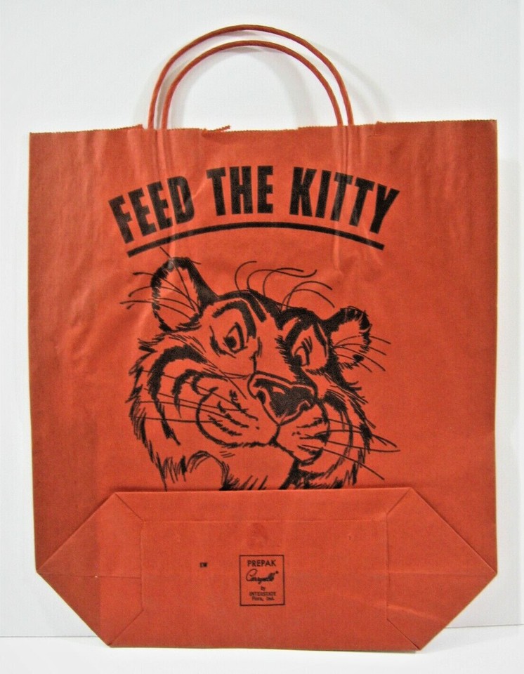 Vintage Esso Oil Co Feed The Kitty Bag W/ Handles Tiger In Tank Old ...