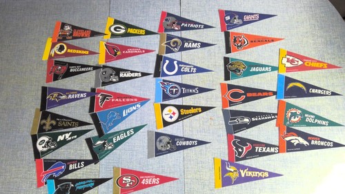 Lot of 32 NFL Football Mini Pennants Flag Banners 9"x4" | eBay
