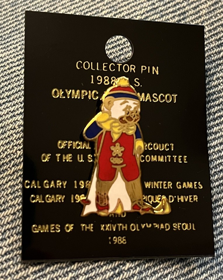Cross Country Skiing Olympic Pin ~ 1988 Calgary ~ Mascot ~ Hidy ~ by ...